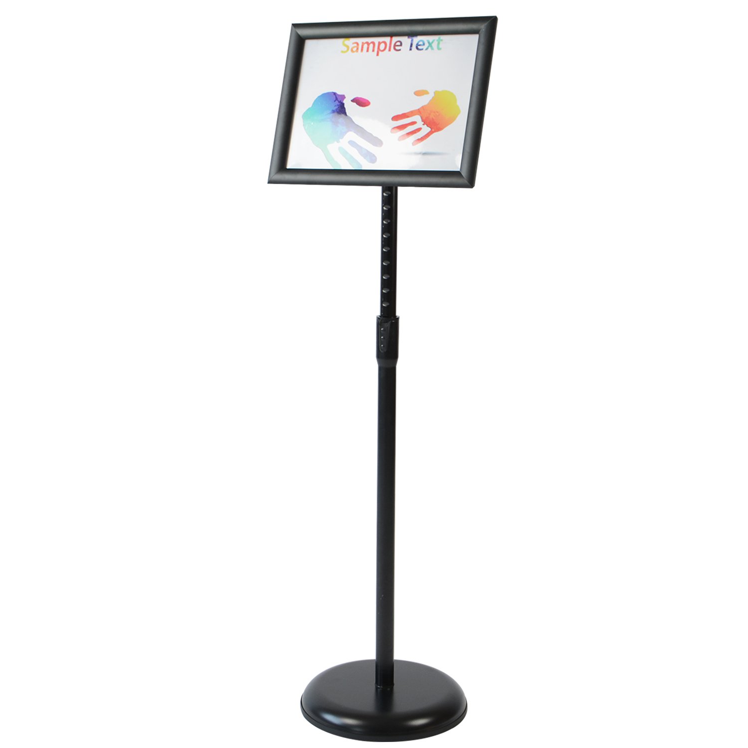 Adjustable Heavy Duty Pedestal Sign Holder Floor Stand, Sign Stand Poster Stand, Standing Floor, 8.5 x 11 inch, Vertical & Horizontal View, Outdoor Indoor Standing Display Sign Holders Aluminum Black