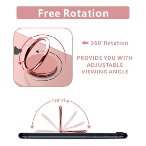 DFsucces Phone Ring Holder Finger Kickstand, Cell Phone Ring Holder ,360° Rotation Metal Ring Holder for Magnetic Car Mount Compatible All Smartphone(Rose Gold)