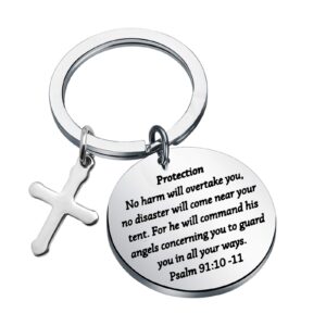 bobauna bible verse keychain psalm 91 (protection psalm 91:10-11 keychain)