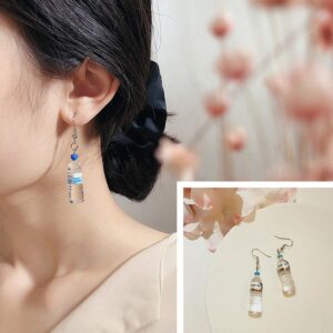 EIELO 16 Pairs Cute Funny Weird Earrings Boba Water Bottle Pearl Milk Tea Food Gummy Bear Fruit Mushroom Goldfish Earring Set Cute Funny Dangle Drop Earrings for Women