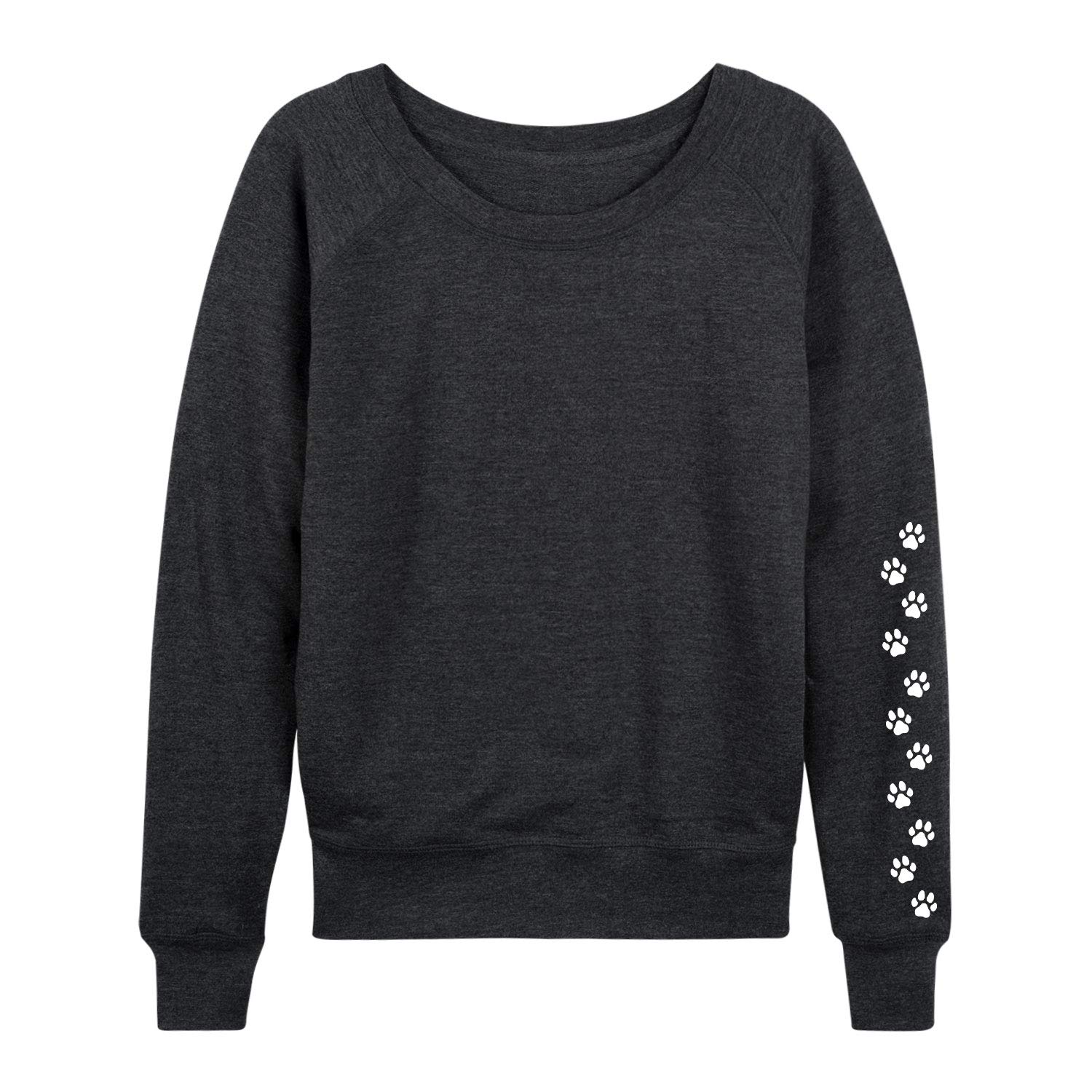 Instant Message - Paw Prints - Women's French Terry Pullover - Size 3X Heather Charcoal