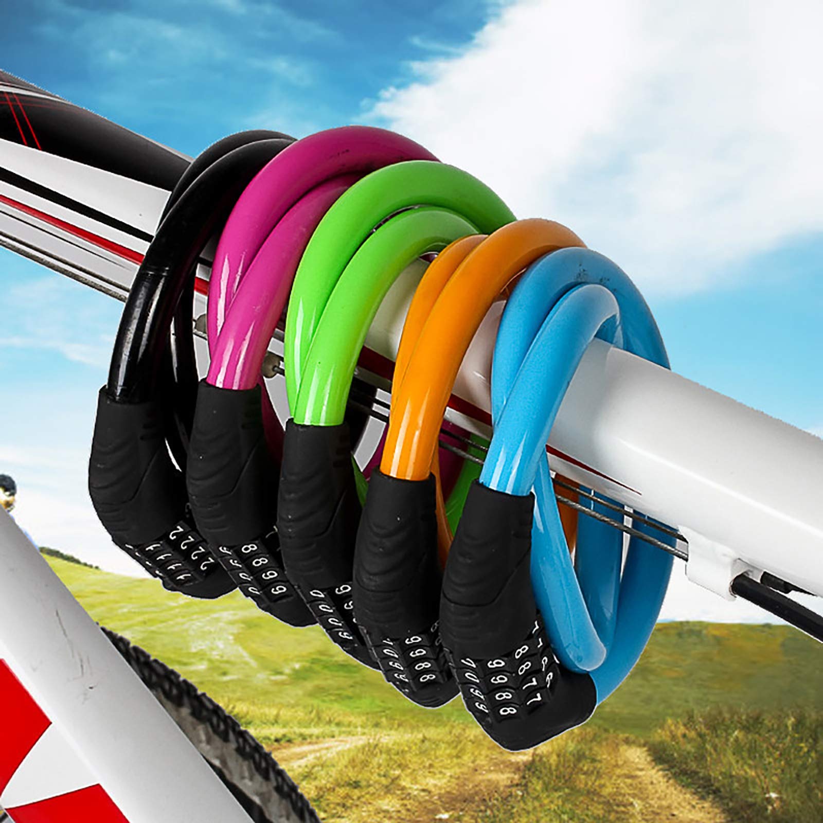 1Pc Bike Lock Bicycle Lock Chain Lock Portable Bold Wire Chain Lock Steel Cable Bar Lock