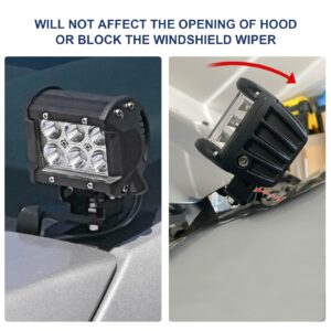 WSays Hood Ditch LED Light Pod Mount Bracket Low profile Mount Compatible with 2019-2023 Ford Ranger