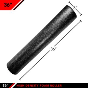 JFIT High Density Foam Roller, Black, 36-Inch