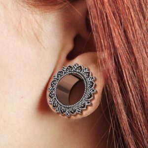 Pierced Owl Stainless Steel Tribal Filigree Heart Screw Fit Tunnel Plug Gauges, Sold as a Pair (8mm (0GA))