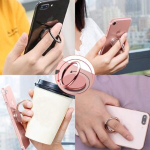 DFsucces Phone Ring Holder Finger Kickstand, Cell Phone Ring Holder ,360° Rotation Metal Ring Holder for Magnetic Car Mount Compatible All Smartphone(Rose Gold)