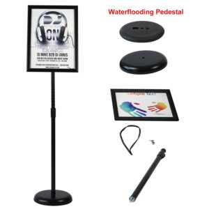 Adjustable Heavy Duty Pedestal Sign Holder Floor Stand, Sign Stand Poster Stand, Standing Floor, 8.5 x 11 inch, Vertical & Horizontal View, Outdoor Indoor Standing Display Sign Holders Aluminum Black