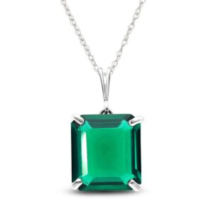 galaxy gold gg 14k solid white gold necklace with octagon shape 4.5 ctw high polished genuine emerald - grade aaa (white gold 24 inch) lab grown genuine real emerald