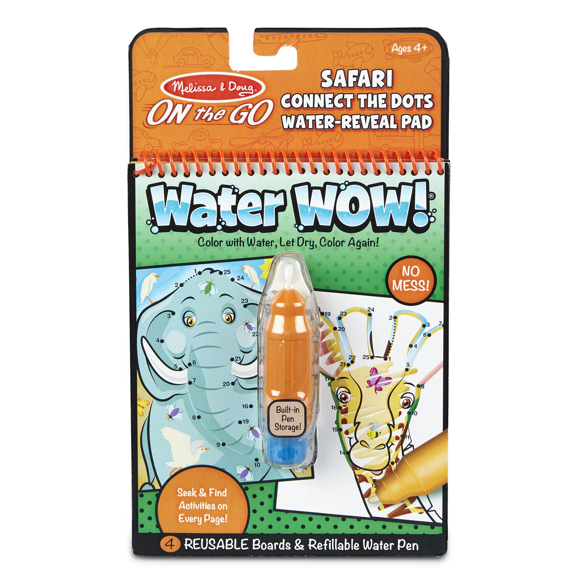 Melissa & Doug On the Go Water Wow! Reusable Water-Reveal Activity Pads, 3pk, Connect The Dots - Vehicles, Farm, Safari, Party Favors, Stocking Stuffers, Travel Toys, Mess Free Coloring Books, Ages 4+