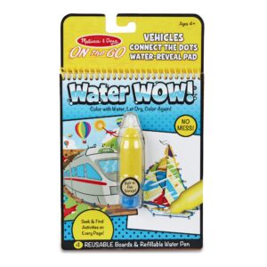 Melissa & Doug On the Go Water Wow! Reusable Water-Reveal Activity Pads, 3pk, Connect The Dots - Vehicles, Farm, Safari, Party Favors, Stocking Stuffers, Travel Toys, Mess Free Coloring Books, Ages 4+