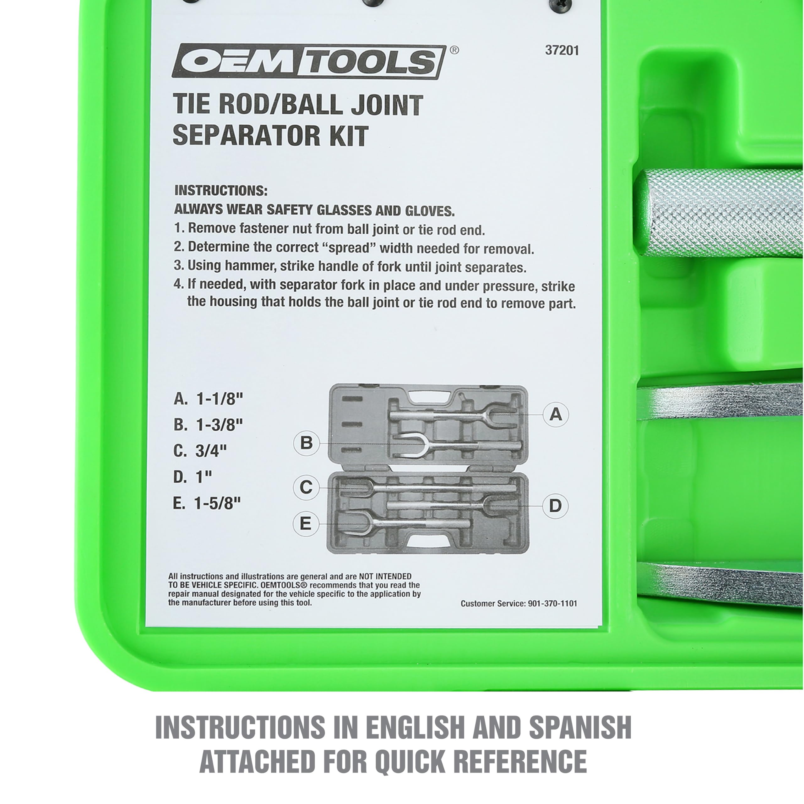 OEMTOOLS 37201 Tie Rod/Ball Joint Separator Set, 5 Piece, Replace Tie Rod, Separate Ball Joints and Pitman Arms, Pickle Fork, Ball Joint Removal Tool