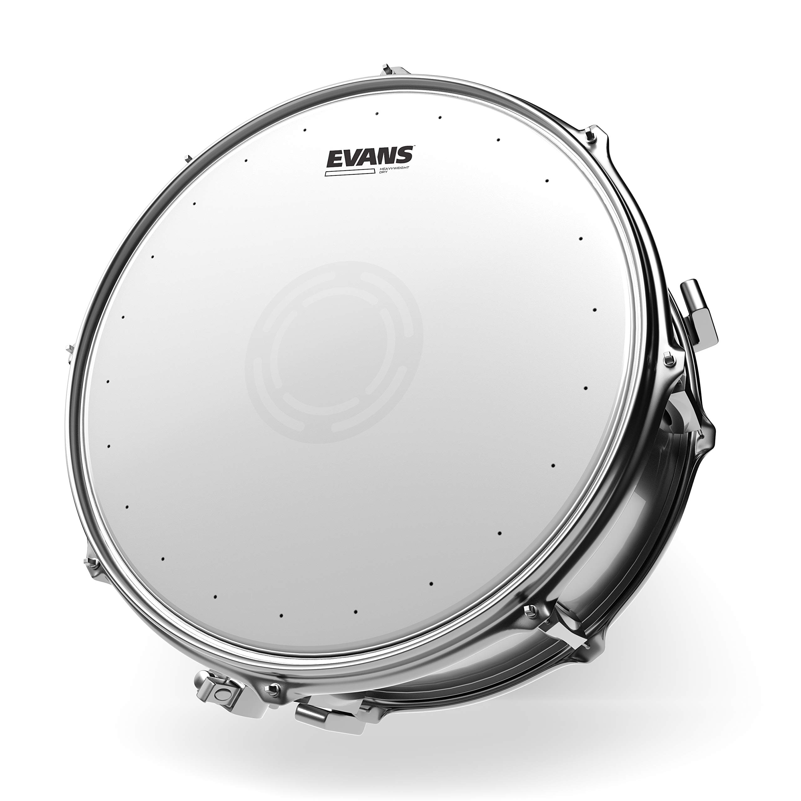 Evans Heavyweight Dry Drumhead - UV Coated Snare Drum Head - Dry Vents to Reduce Overtones, Sustain - Reverse Dot for Durability, Focus, Attack - 2 Plies of Film - Ideal for Rock, Metal - 14 Inch