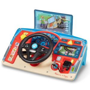 melissa & doug paw patrol rescue mission wooden dashboard - activity board, toddler sensory toys, pretend play driving toy for kids ages 3+