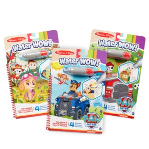 melissa & doug water wow! - skye, chase, marshall water reveal travel activity pads - paw patrol-themed reusable no-mess for kids (pack of 3)