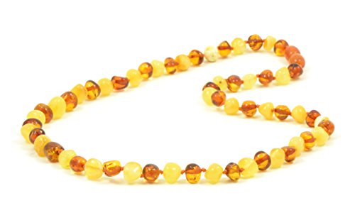 AmberJewelry Baltic Amber Necklace - Adult Amber Bead Necklace - Milky and Cognac Polished Amber Beads - Multiple Lengths (17.7) A1-1B 0