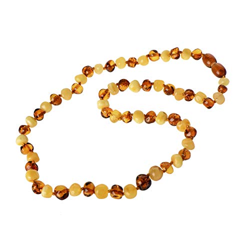 AmberJewelry Baltic Amber Necklace - Adult Amber Bead Necklace - Milky and Cognac Polished Amber Beads - Multiple Lengths (17.7) A1-1B 0