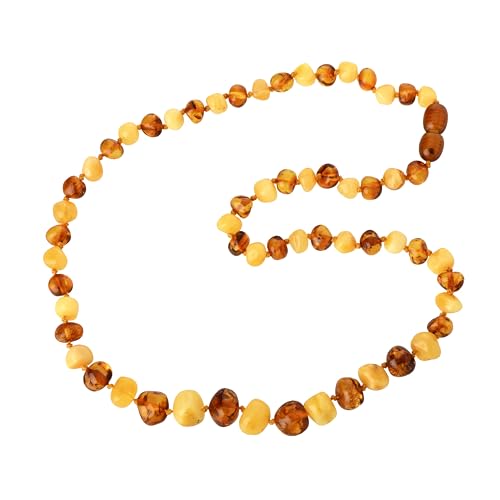 AmberJewelry Baltic Amber Necklace - Adult Amber Bead Necklace - Milky and Cognac Polished Amber Beads - Multiple Lengths (17.7) A1-1B 0