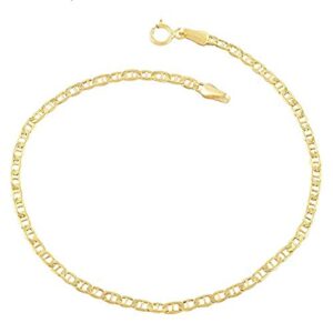 14k gold anklets for women. 14k 10 inch anklet, gold flat mariner anklet,dainty anklet summer beach gold jewelry, foot jewelry ankle (marina link)