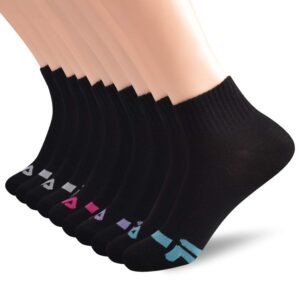 fila women's quarter ankle socks, black, one size