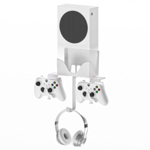 hosanwell xbox series s wall mount, xbox series s wall mount kit, with detachable controller holder & headphone hanger heat dissipation (not for xbox one s)