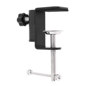 rtnlit universal c shape table mount clamp for microphone suspension boom scissor arm stand holder with adjustable positioning screw, fits up to 1.77"/4.5cm desktop thickness-black