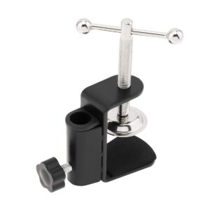 RTNLIT Universal C Shape Table Mount Clamp for Microphone Suspension Boom Scissor Arm Stand Holder with Adjustable Positioning Screw, Fits up to 1.77"/4.5cm Desktop Thickness-Black