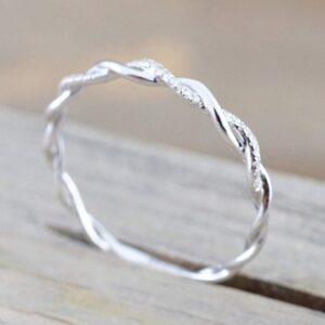 cuteshop 925 sterling silver stack twisted ring twist ring stackable cz crystal rings wedding party women matching ring (7)