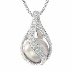 the danbury mint love's embrace pendant (silver) - pearl jewelry - woman's pendants - gift for her #6773-0010