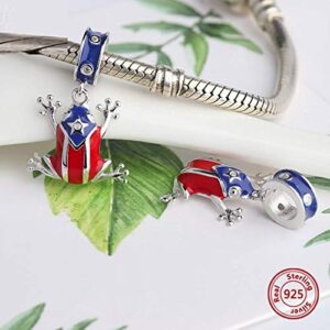 Authentic BOLENVI Puerto Rico Flag Coqui Frog 925 Sterling Silver Pendant Charm For Pandora & Similar Charm Bracelets or Necklaces