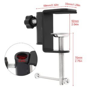 RTNLIT Universal C Shape Table Mount Clamp for Microphone Suspension Boom Scissor Arm Stand Holder with Adjustable Positioning Screw, Fits up to 1.77"/4.5cm Desktop Thickness-Black