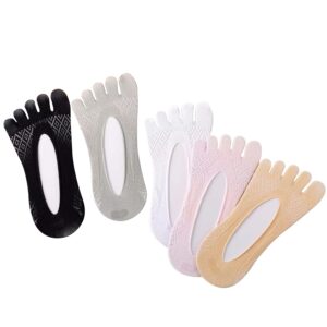 jjleaf toe socks, 5 pairs no show low cut five finger socks athletic for women toe separated socks with gel tab