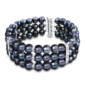 the danbury mint midnight spell deluxe black pearl bracelet - gifts for her - black pearls #1333-0295