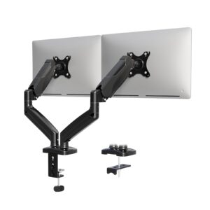 MOUNTUP Dual Monitor Mount for 17-32’’ Monitors, Double Monitor Arm Desk Mount Holds 4.4-17.6 lbs, Adjustable Computer Monitor Stand, 100x100/75x75mm VESA Mount, C Clamp/Grommet Base for 2 Screens