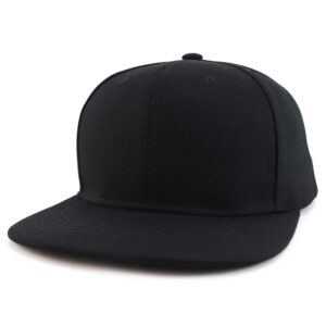 trendy apparel shop oversize 2xl blank plain back flatbill snapback baseball cap - black