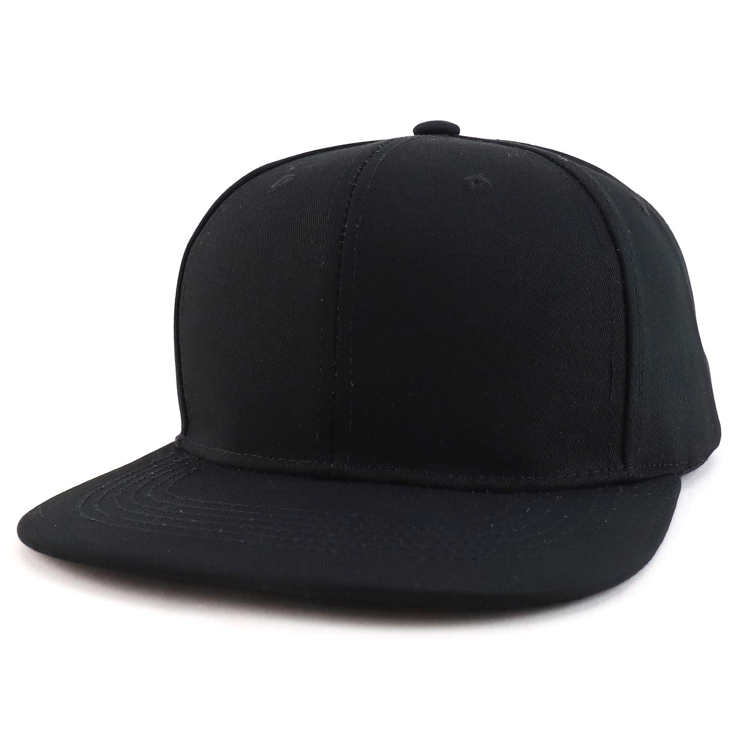 Trendy Apparel Shop Oversize 2XL Blank Plain Back Flatbill Snapback Baseball Cap - Black