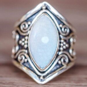 cuteshop vintage silver ring 925 sterling silver natural moonstone women jewelry elegant gemstone wedding ring size 5-11 (9)