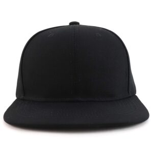 Trendy Apparel Shop Oversize 2XL Blank Plain Back Flatbill Snapback Baseball Cap - Black