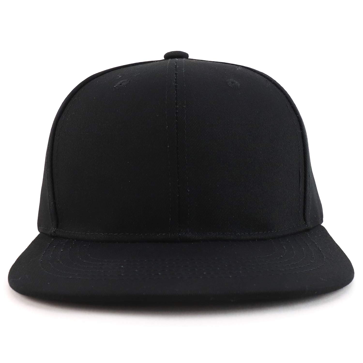 Trendy Apparel Shop Oversize 2XL Blank Plain Back Flatbill Snapback Baseball Cap - Black