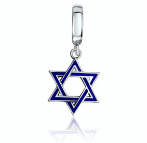 star of david blue jewish symbol 925 erling silver pendant charm bead for pandora & similar charm bracelets or necklaces