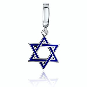 Star of David Blue Jewish Symbol 925 erling Silver Pendant Charm Bead For Pandora & Similar Charm Bracelets or Necklaces