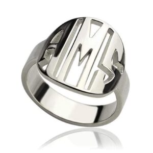 suxerlry 925 sterling silver personalized block monogram initial signet rings for women men custom finger jewelry