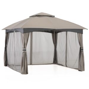 MASTERCANOPY Outdoor Patio Gazebo for Garden with Upgrade Steel Frame and Netting Walls (10x10,Gray)