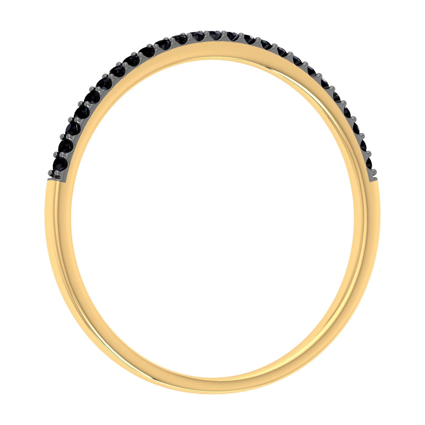 0.08 Carat (ctw) 10K Yellow Gold Round Black Diamond Ladies Dainty Anniversary Wedding Stackable Ring (Ring Size 5)