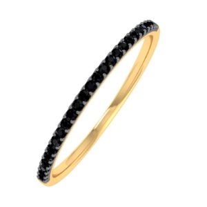 0.08 carat (ctw) 10k yellow gold round black diamond ladies dainty anniversary wedding stackable ring (ring size 5)