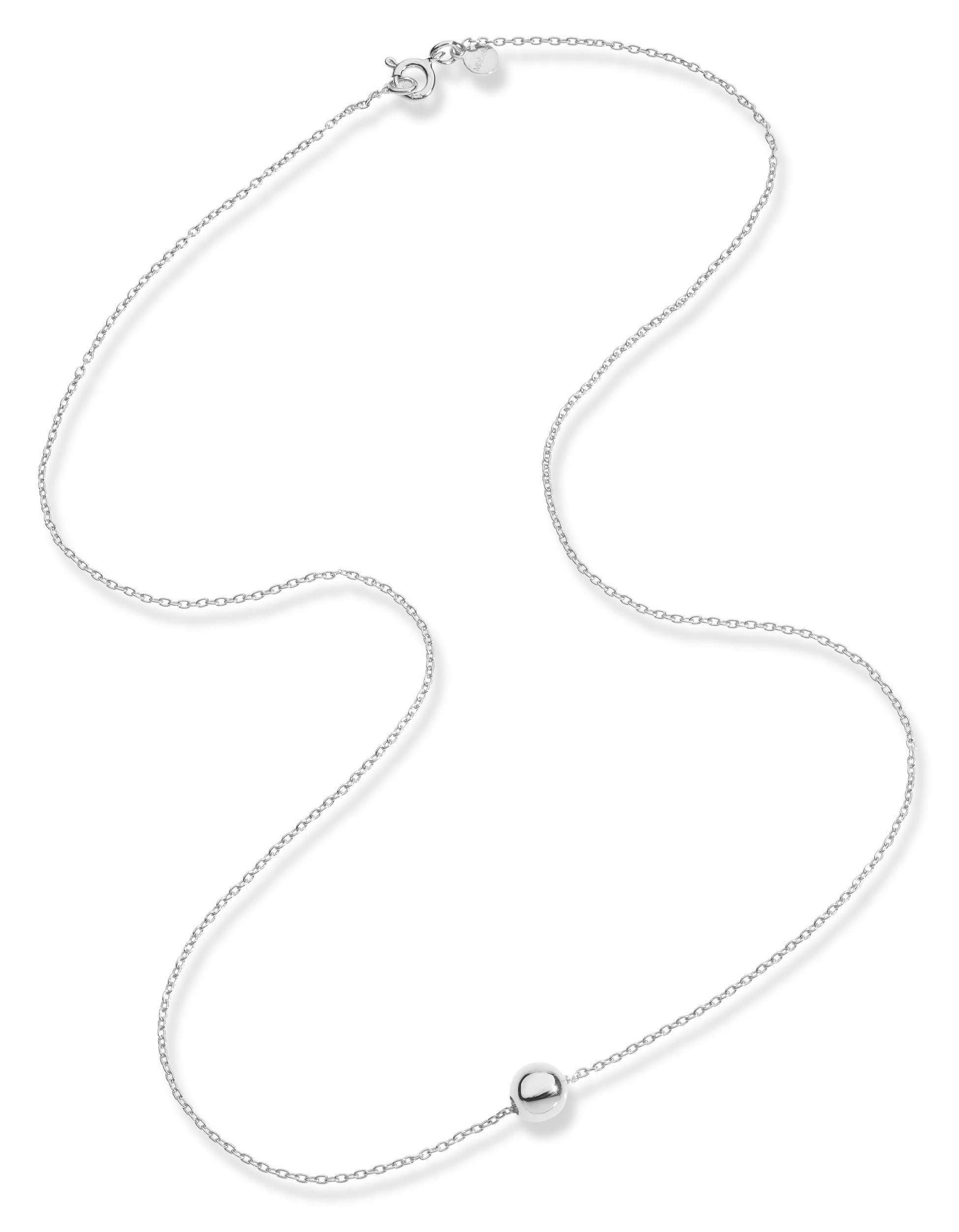 Miabella 925 Sterling Silver or 18Kt Yellow Gold Over Silver Italian 5mm Slide Bead Ball Pendant Necklace for Women Chain Made in Italy (Length 18 Inches, sterling silver)