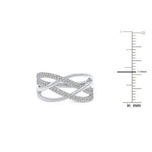 Diamond Hub 10k White Gold 1/3Ct TDW Round Diamond Criss Cross Ring Love Gift for Women (I-J, I2)-7