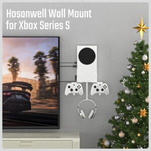 Hosanwell Xbox Series S Wall Mount, Xbox Series S Wall Mount Kit, with Detachable Controller Holder & Headphone Hanger Heat Dissipation (NOT for Xbox ONE S)