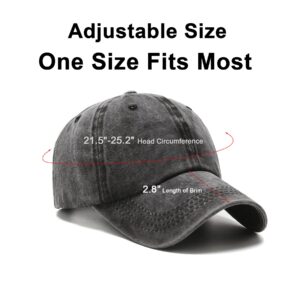 PFFY 2 Packs Vintage Washed Distressed Baseball Cap Dad Golf Hat Black+Blue