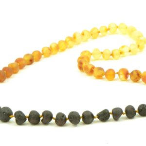 Baltic Amber Necklace - Adult Raw Amber Bead Necklace - Rainbow Pattern Unpolished Amber Beads - Multiple Lengths, Baltic-Amber, baltic-amber