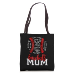 baseball mom funny sayings tote bag